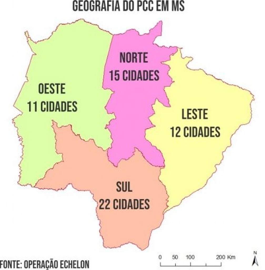 No mapa do PCC, MS é um dos estados onde facção domina o crime ...