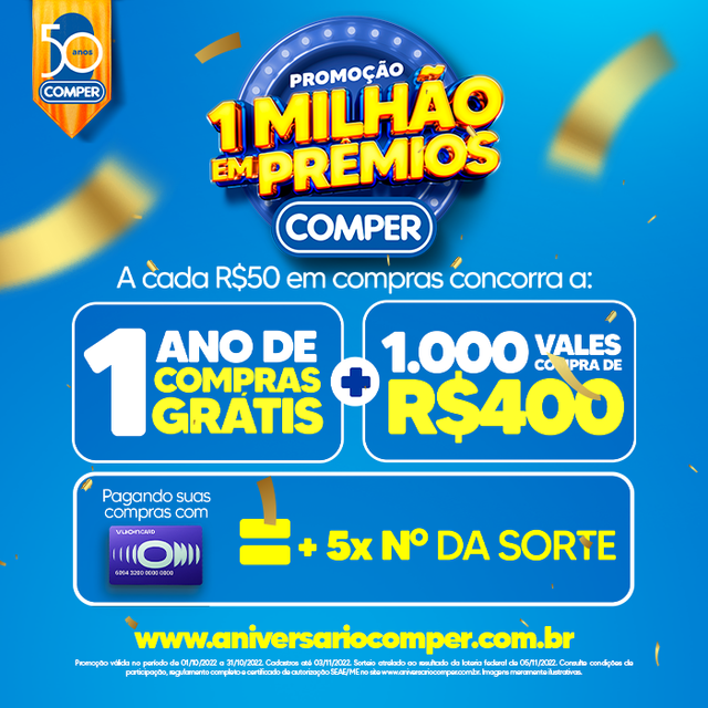 Comper celebra 50 anos com promoção “1 Milhão em Prêmios” - Conteúdo ...