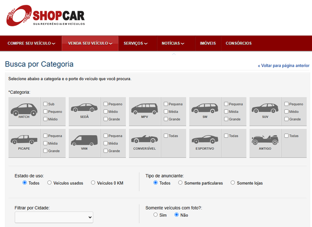 ShopCar: Busca por Categoria Simplifica a Compra do Seu Carro Ideal