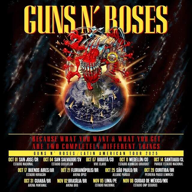 Guns N' Roses em Cuiabá: Show confirmado para 31 de outubro