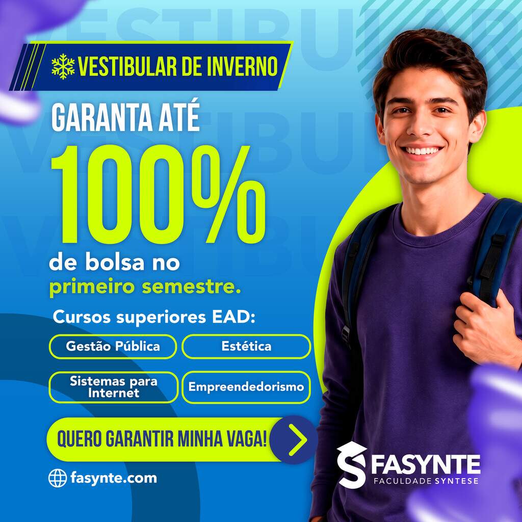 Vestibular Syntese: Ganhe até 100% de bolsa em cursos EAD